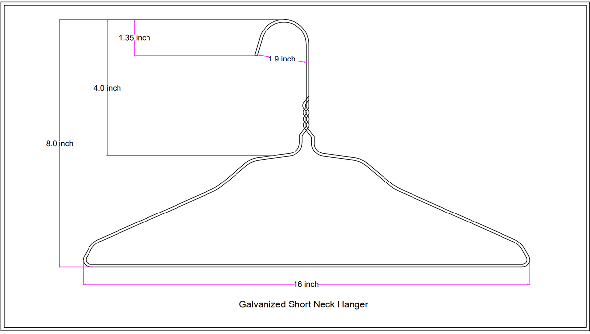 Short Neck Hanger 13 Gauge -16" Galvanized Finish – Cintas - Unitex ...